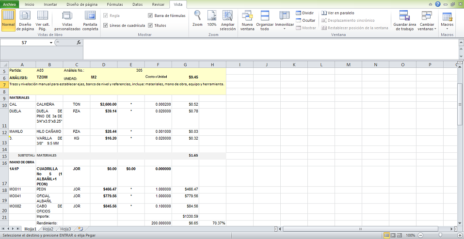 Matrices En Excel Análisis De Precios Unitarios - Ingeniero Daniel RG